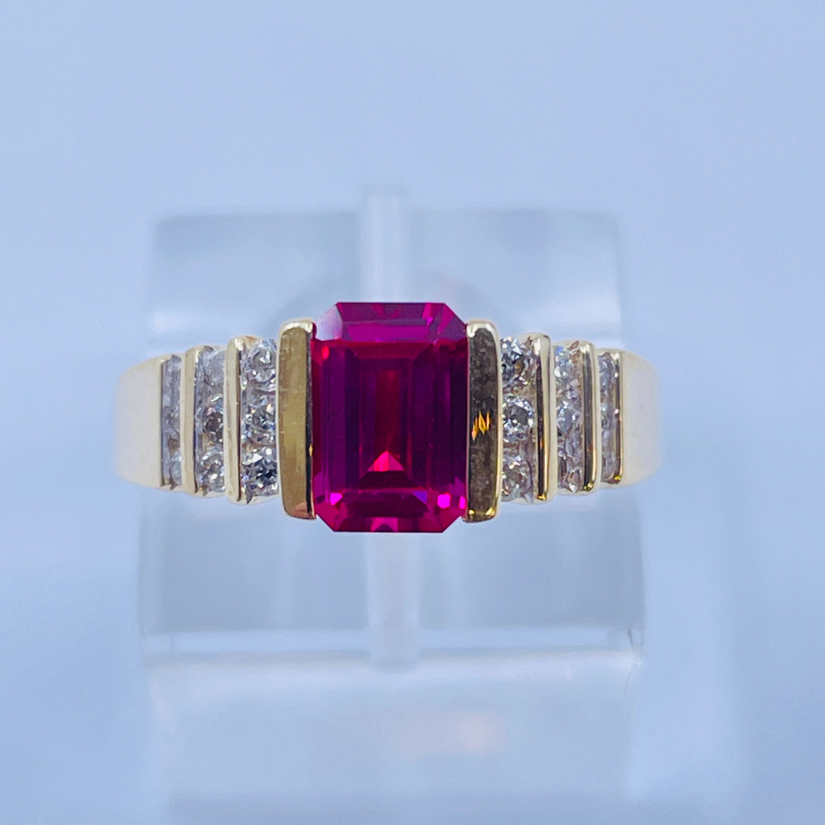14kt Yellow Gold lab grown Ruby and diamond ring – Prairie Jewelers